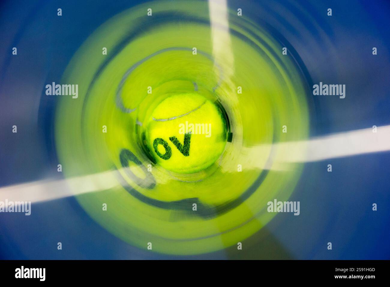 Australian Open A O tennis ball seen down a tennis balls collector ...