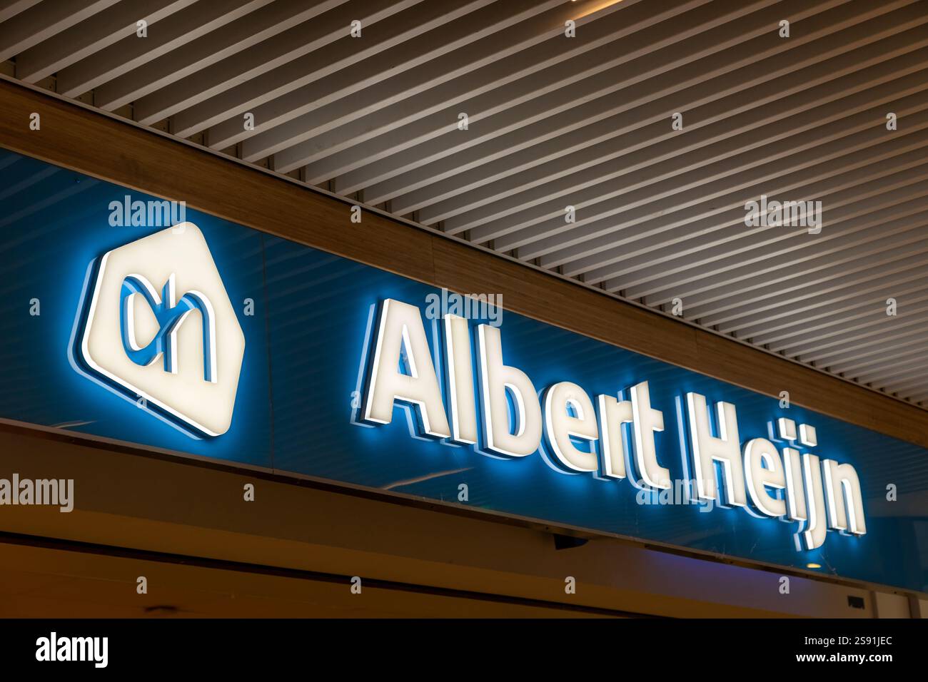 Albert Heijn supermarket logo, the largest supermarket chain in the ...