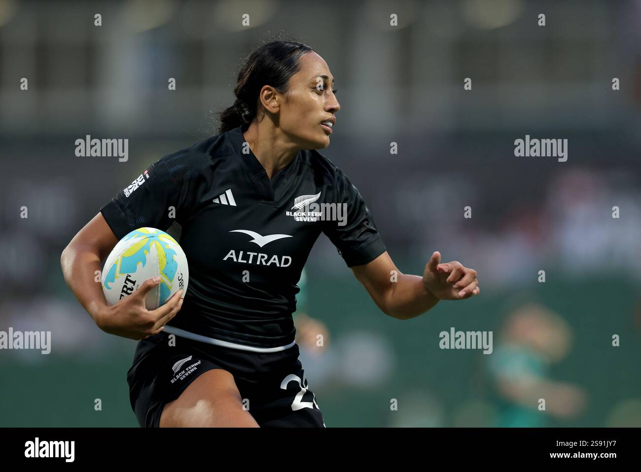 Dhys Faleafaga of New Zealand runs in for a try against Ireland during ...
