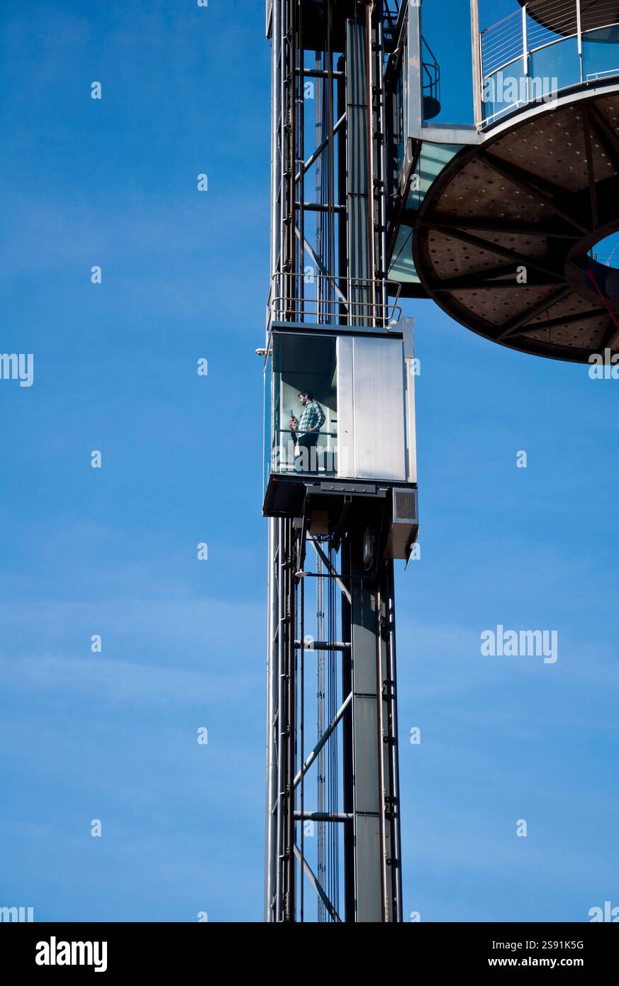 Iconic elevator in Mall Las Arenas, Plaza de España, Barcelona, Spain ...