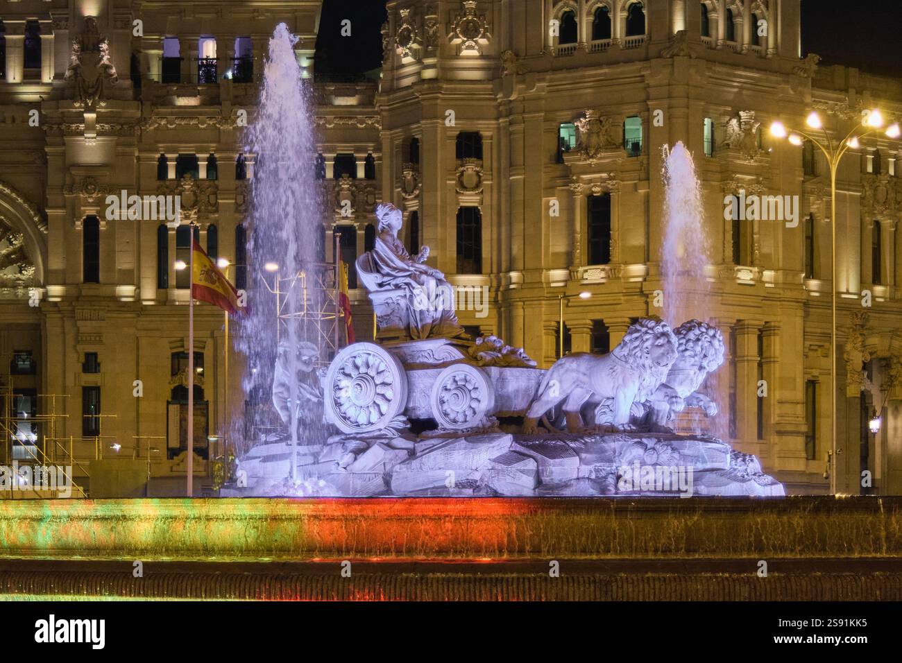 Madrid. Spain - January 24, 2025: Nighttime view of Madrid's Cibeles ...
