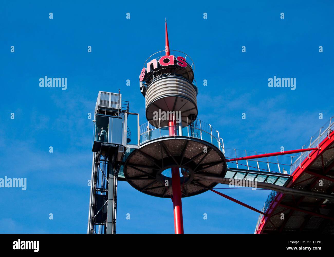 Iconic elevator in Mall Las Arenas, Plaza de España, Barcelona, Spain ...