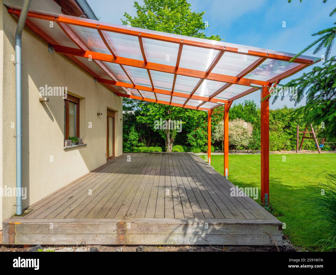 The condition BEFORE the renovation of the wooden terrace, showing the ...