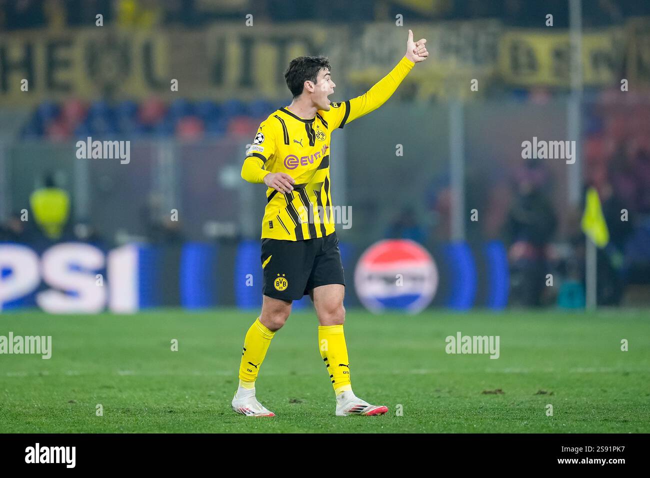 Giovanni Reyna of Borussia Dortmund gestures during the UEFA Champions ...