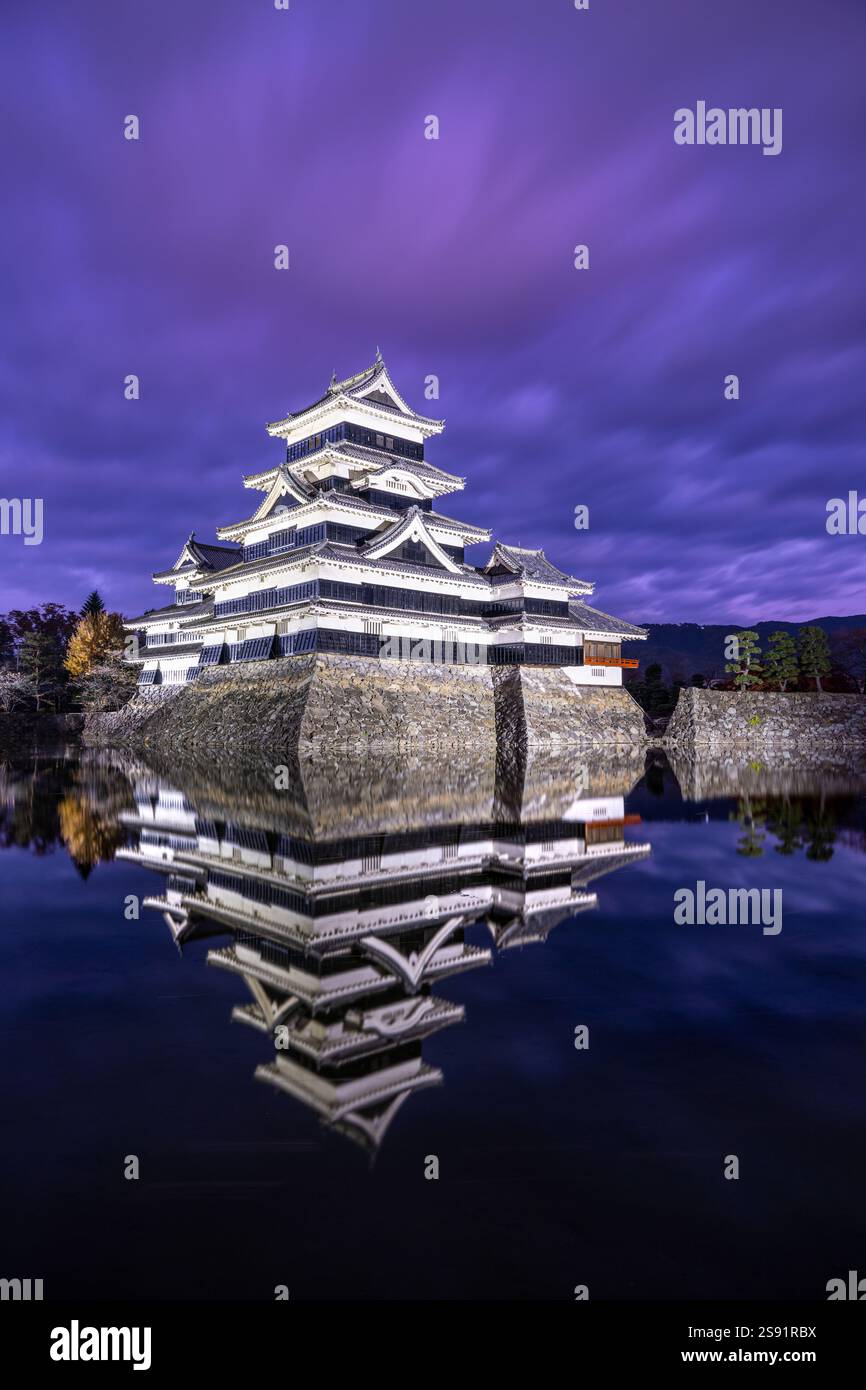 Matsumoto Castle at Night with Reflection, Japan Stock Photo - Alamy