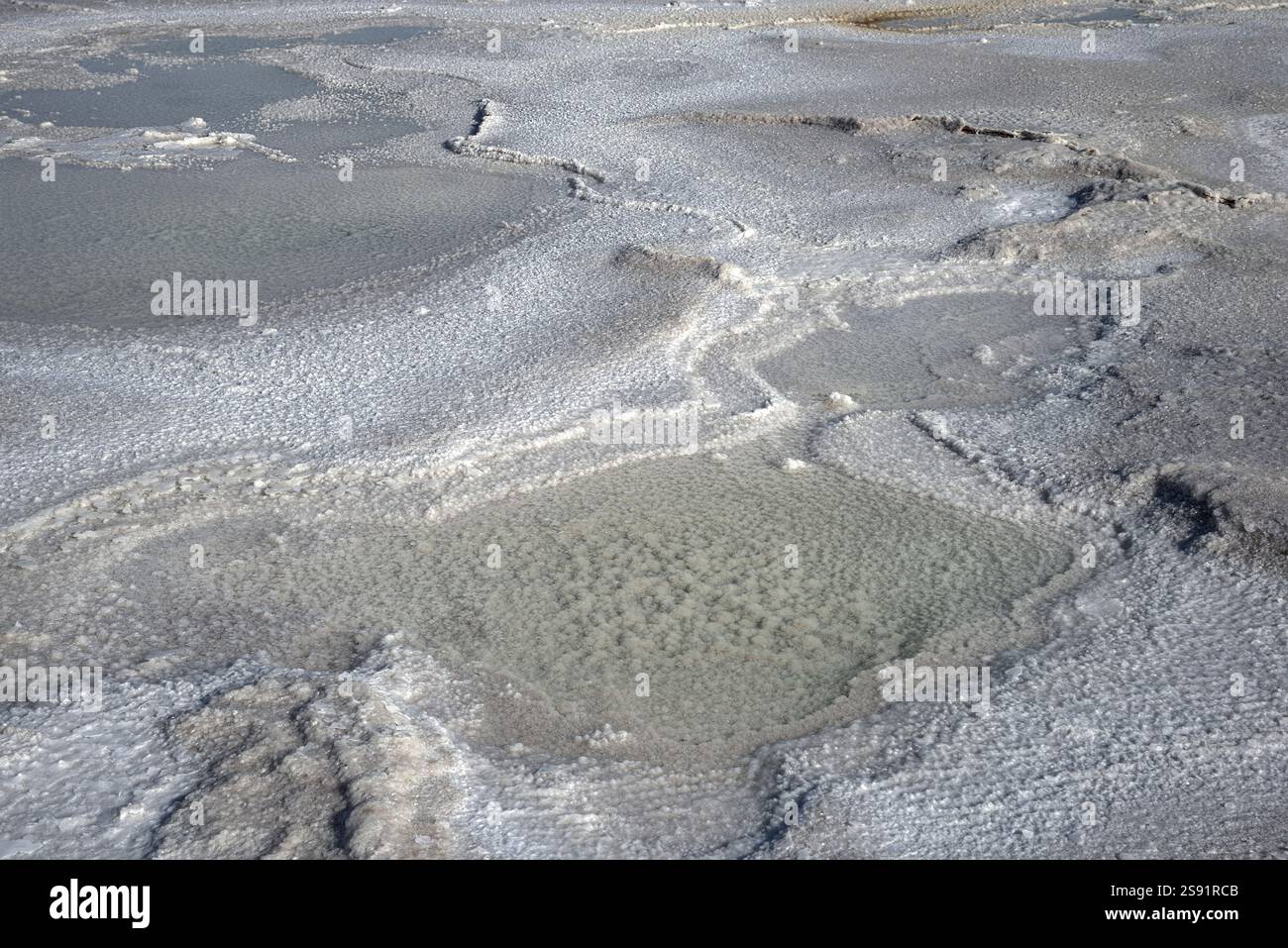 Salt on the surface of Lake Baskunchak, Astrakhan region, Russia Stock ...