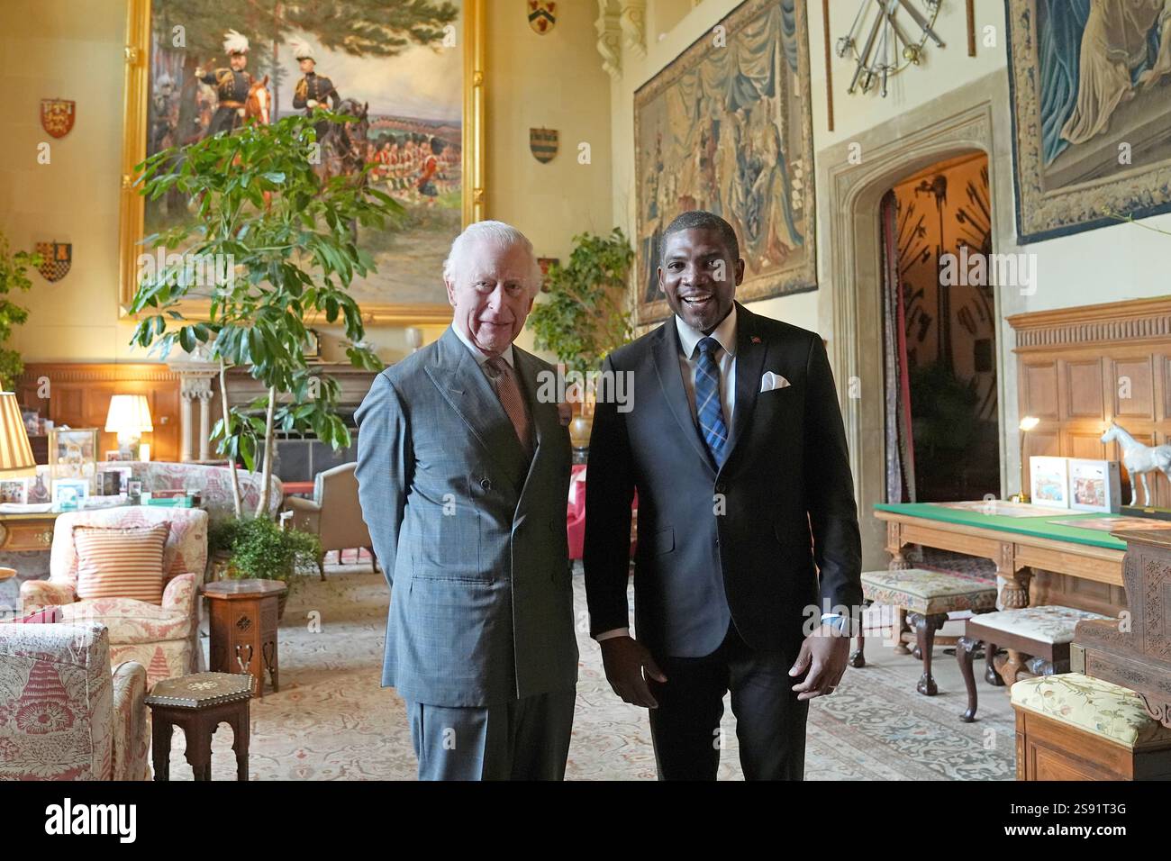 King Charles III holds an audience with the Prime Minister of St Kitts ...