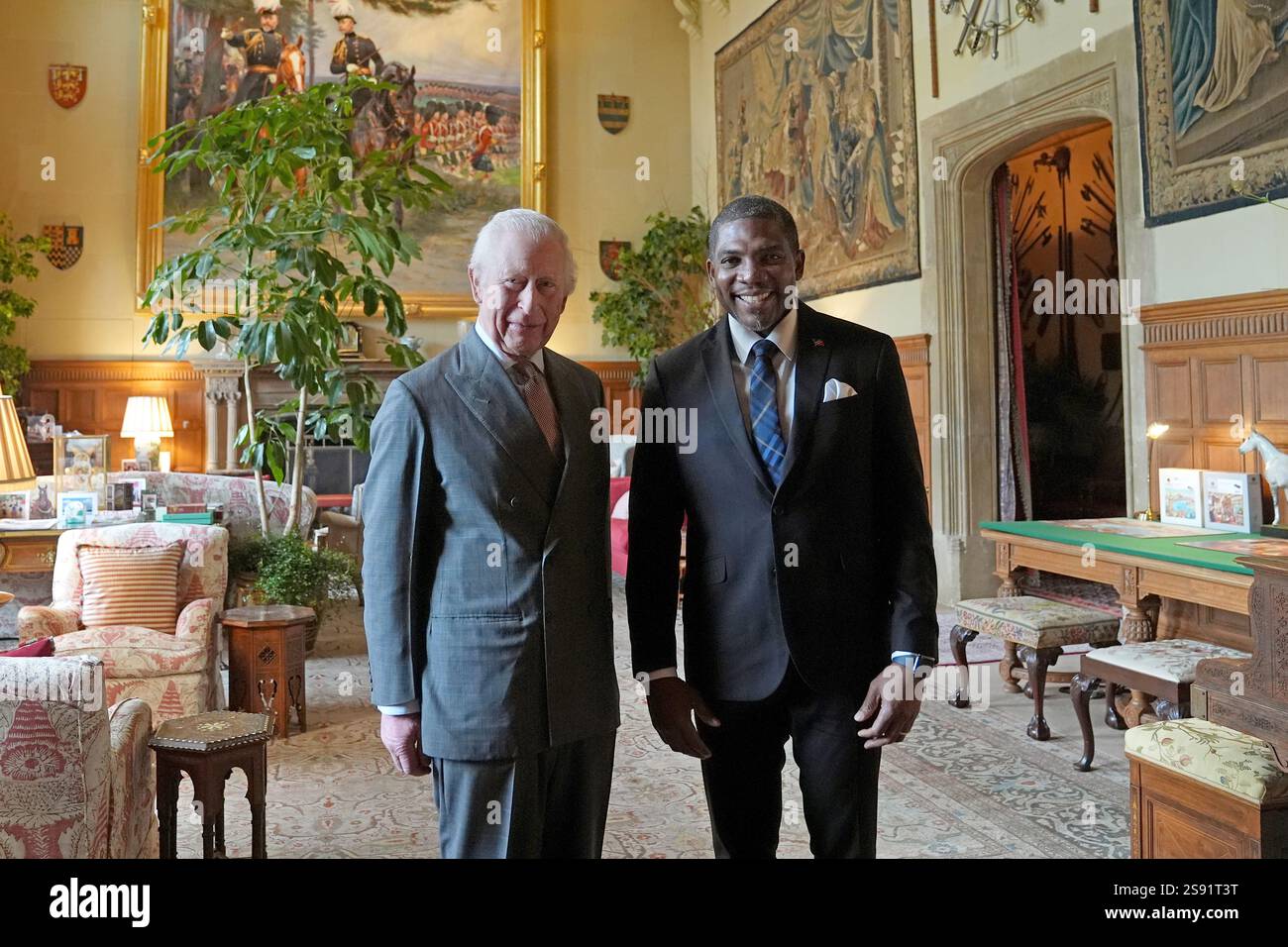 King Charles III holds an audience with the Prime Minister of St Kitts ...