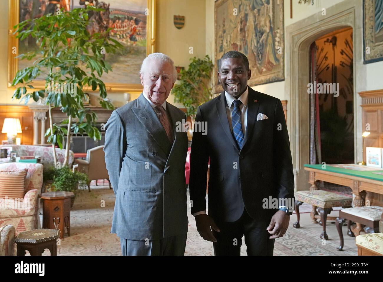 King Charles III holds an audience with the Prime Minister of St Kitts ...