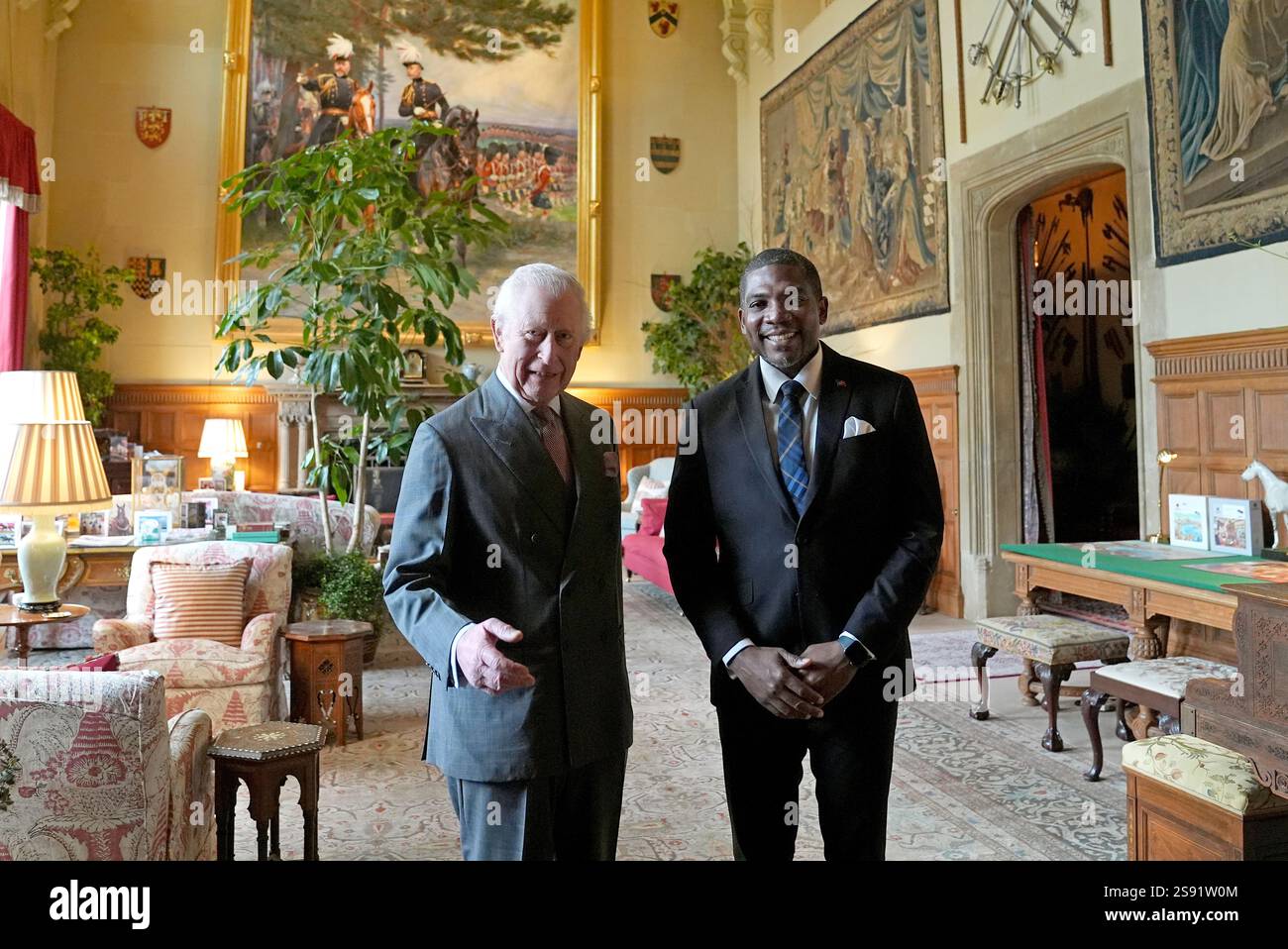 King Charles III holds an audience with the Prime Minister of St Kitts ...