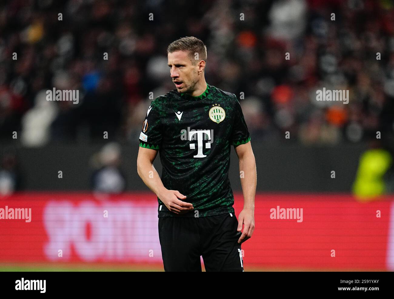 January 23 2025: Barnabas Varga (Ferencvaarosi TC) looks on during a ...