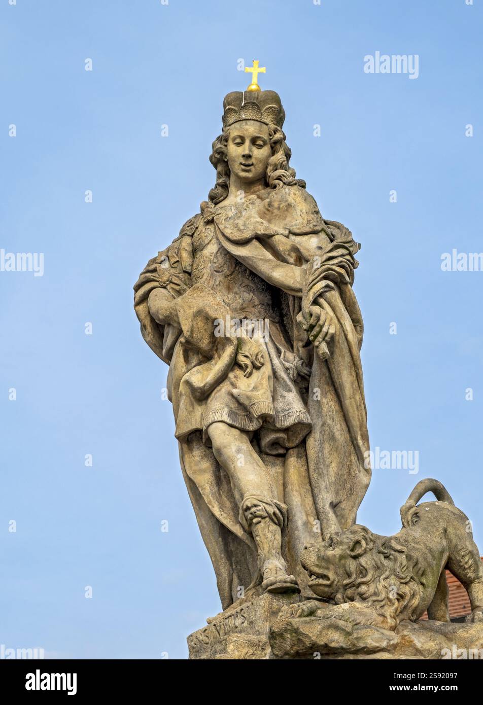 Statue of st. Vitus, Charles Bridge, Prague - Praha, Czech Republic ...
