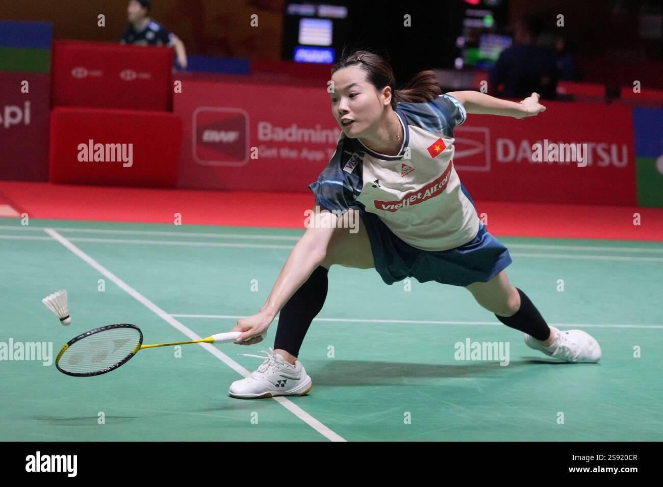 Vietnam's Nguyen Thuy Linh plays a return agains Taiwan's Sung Shuo Yun ...