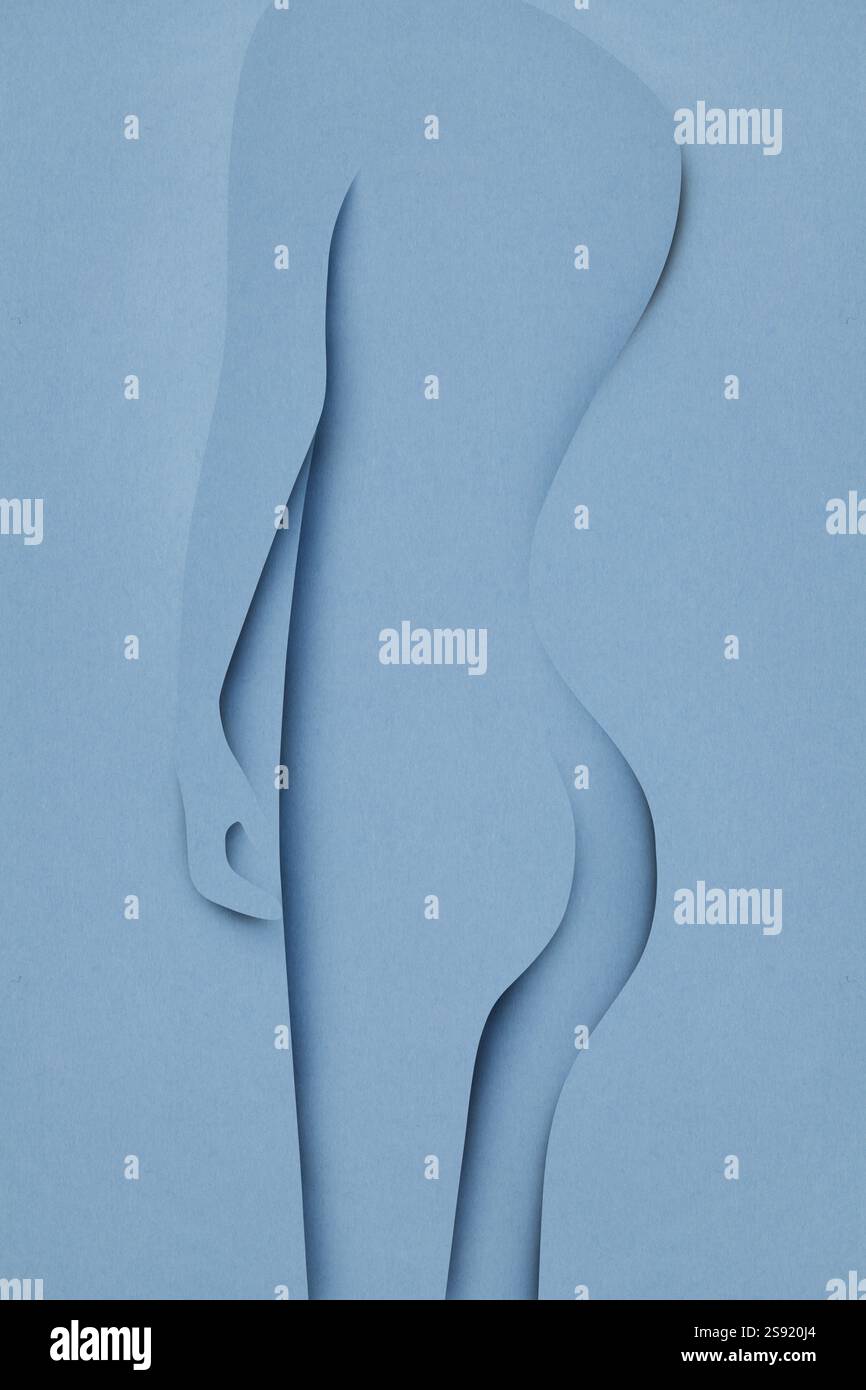 Creative concept photo of paper body on blue background Stock Photo - Alamy
