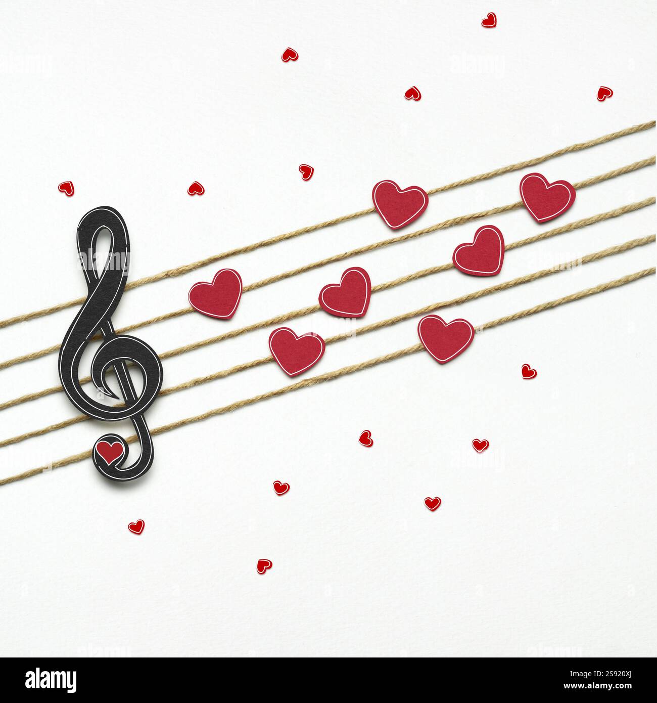 Creative valentines concept photo of sheet music with paper hearts on ...