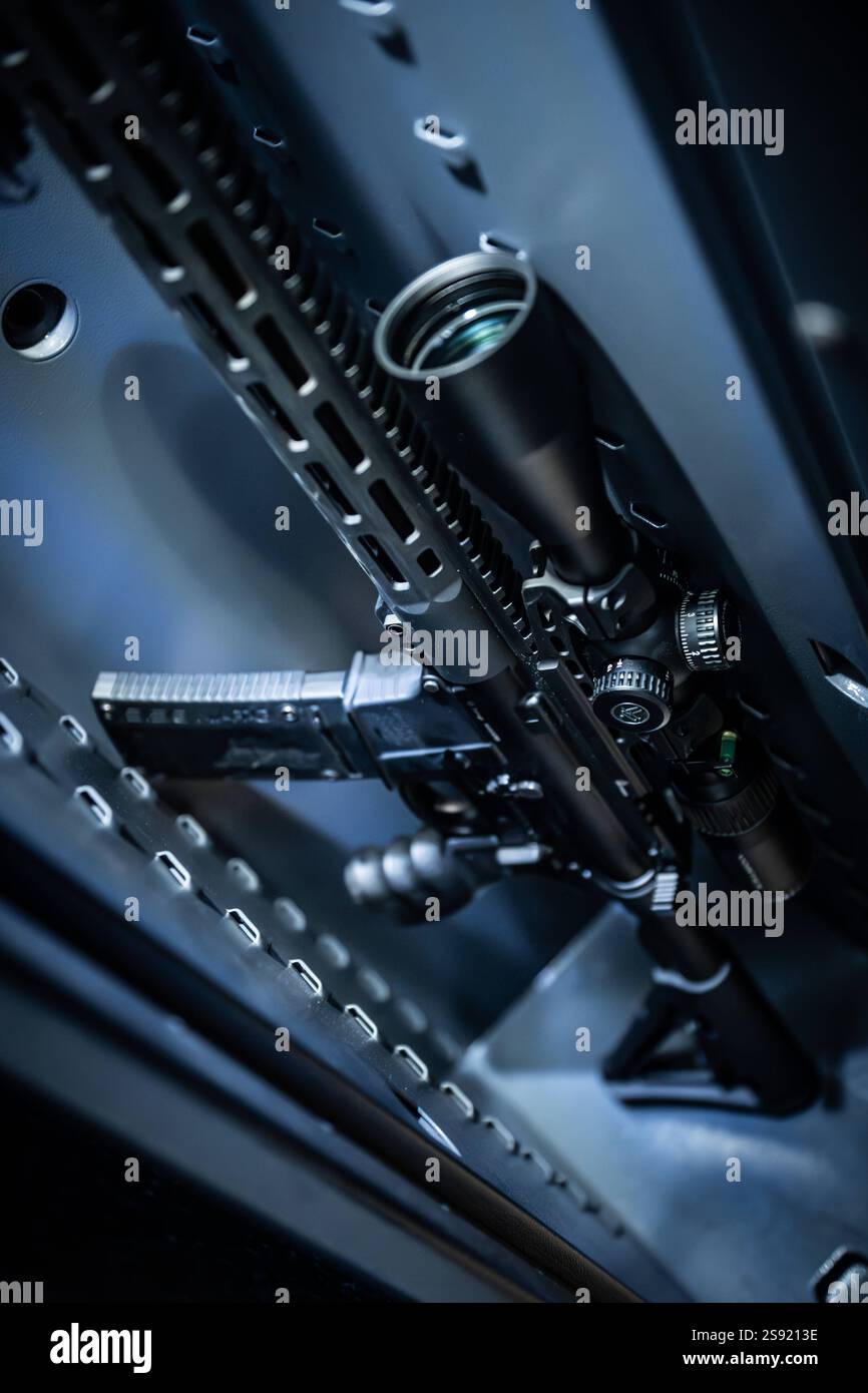 Ein halbautomatisches AR-15 Gewehr im Kaliber .223 Remington steht in ...