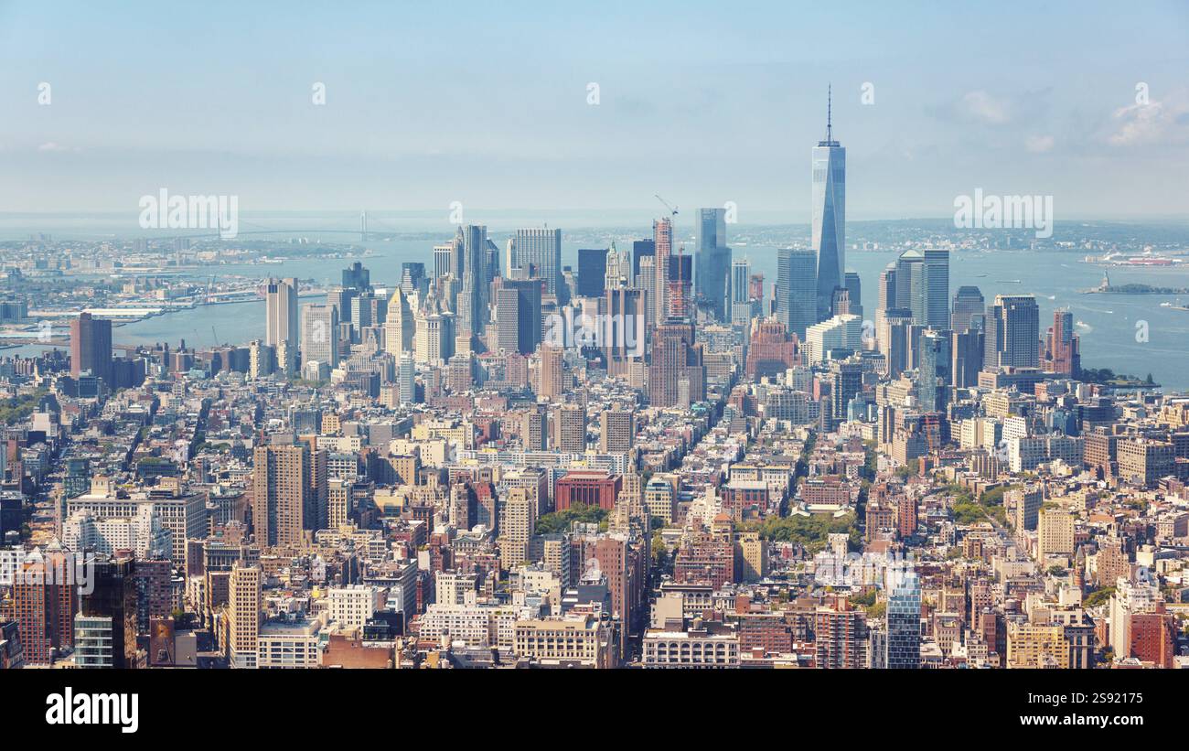 An image of a New York City Manhatten aerial view Stock Photo - Alamy