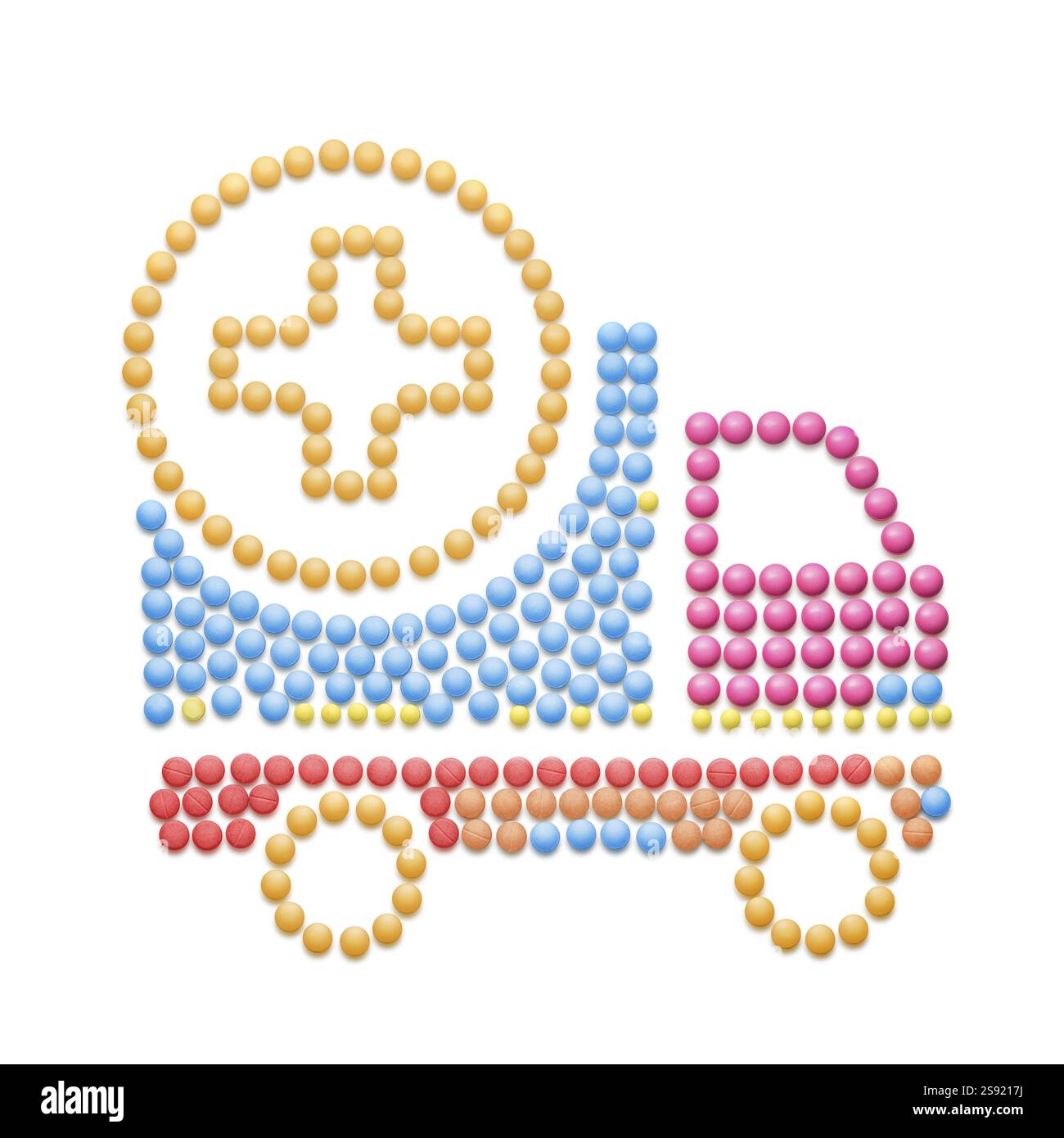 Creative medicine and healthcare concept of pills, drugs and medication ...