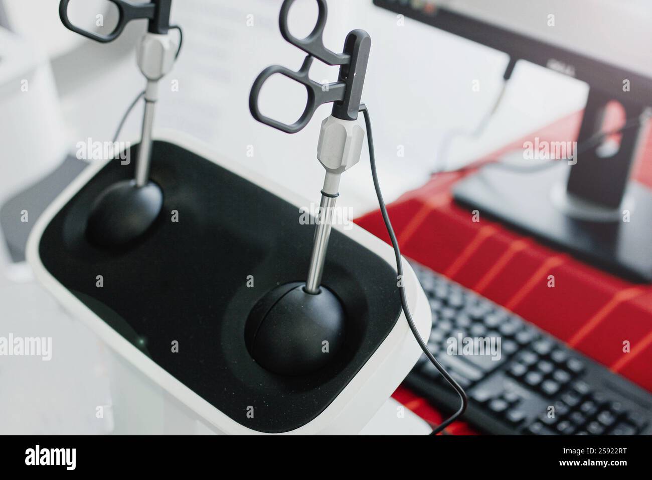 Laparoscopic simulator setup with a computer for medical training Stock ...