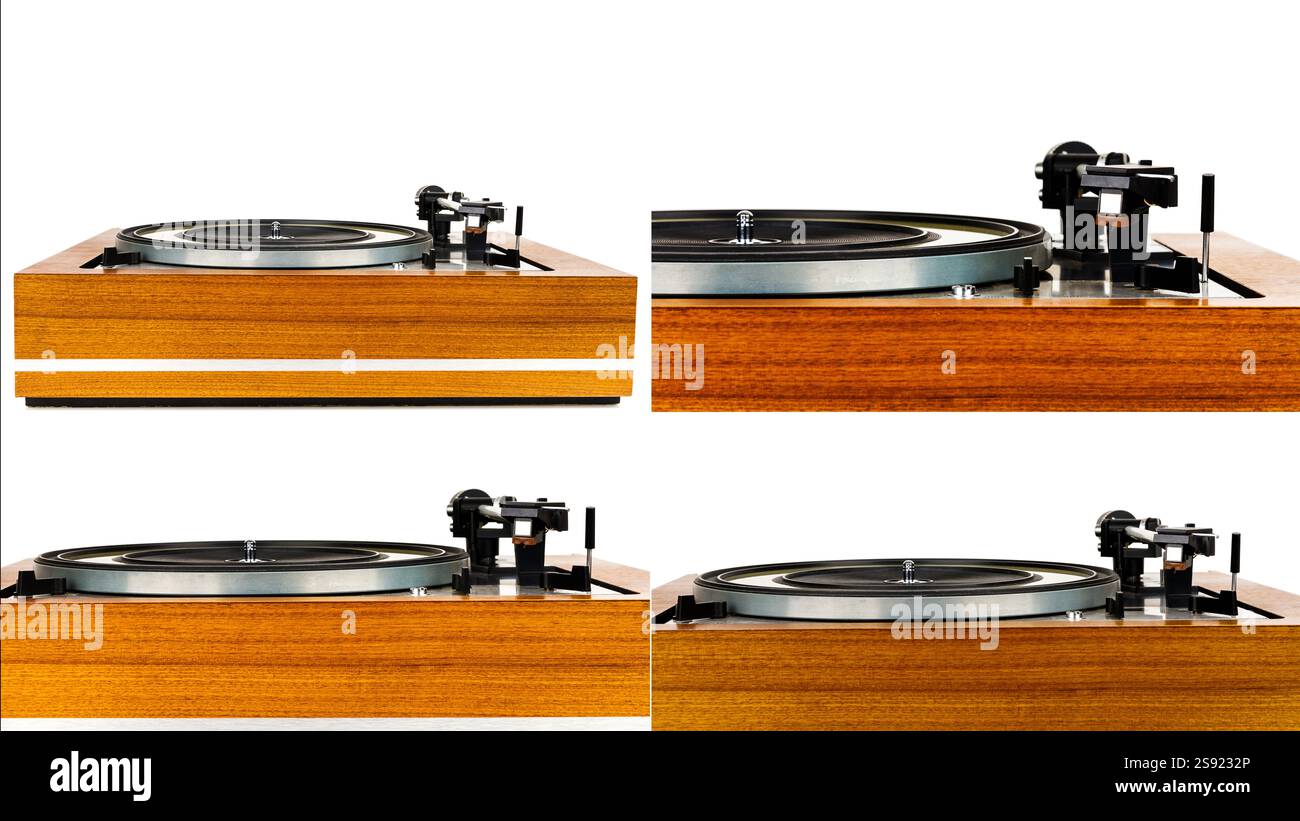 Collection of images with vintage stereo turntable vinyl record player ...