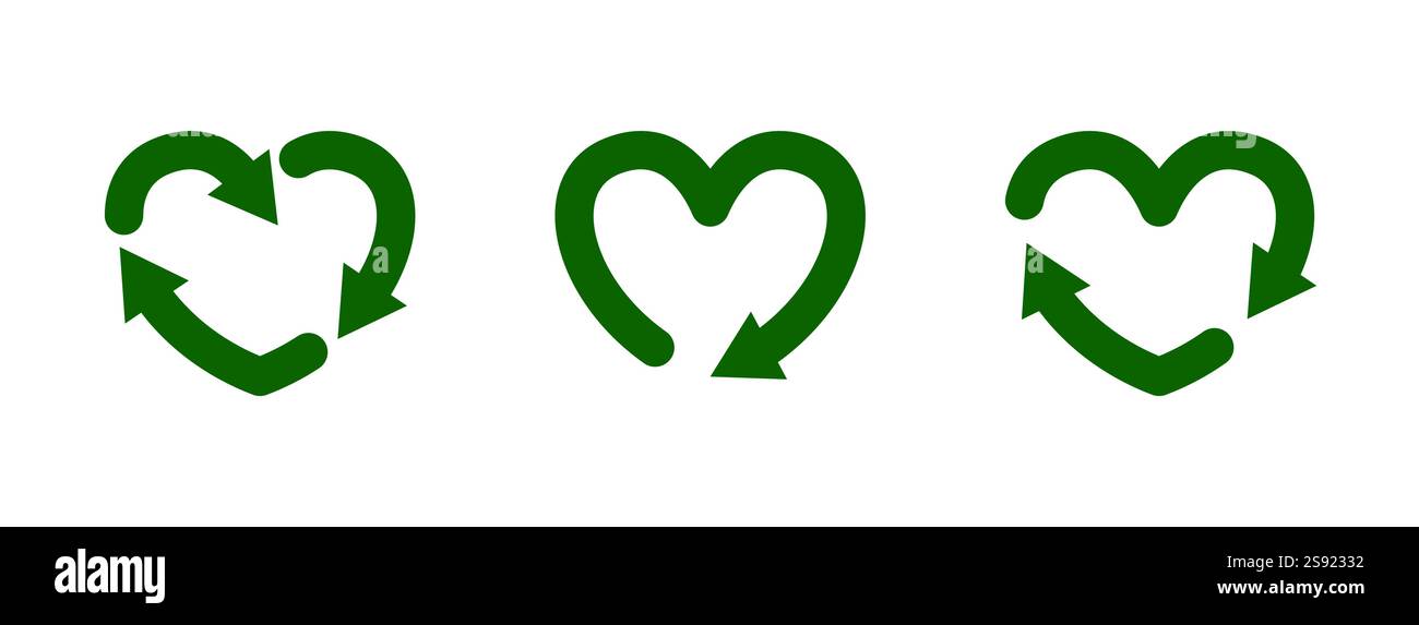 Eco-Friendly Heart Shaped Recycle Icon with Arrows Representing Love ...