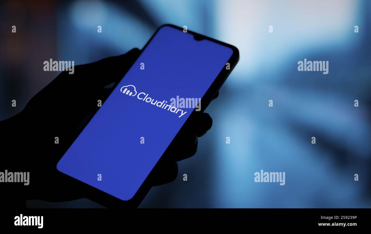 Dhaka, Bangladesh- 22 Jan 2025: cloudinary logo is displayed on ...