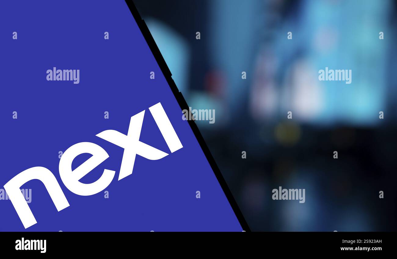 Dhaka, Bangladesh- 28 Nov 2024: Nexi logo is displayed on smartphone.Nexi S.p.A. is an Italian ...