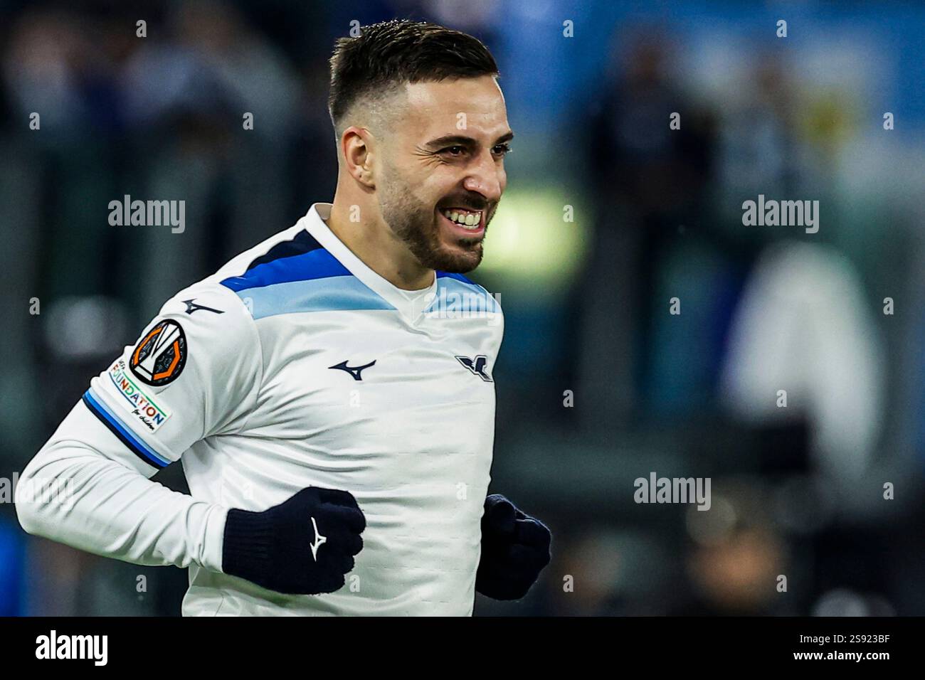Lazio’s Spanish defender Mario Gila celebrates after scoring a goal ...