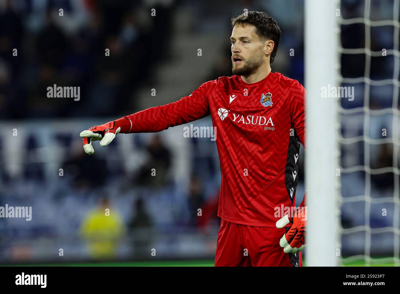 Real Sociedad's Spanish goalkeeper Alejandro Remiro gesticulate during ...
