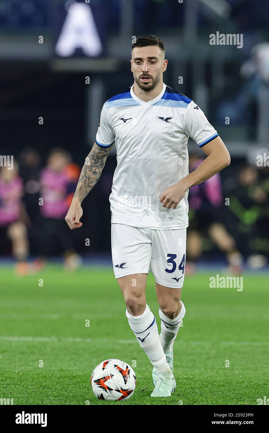 Lazio’s Spanish defender Mario Gila controls the ball during UEFA ...
