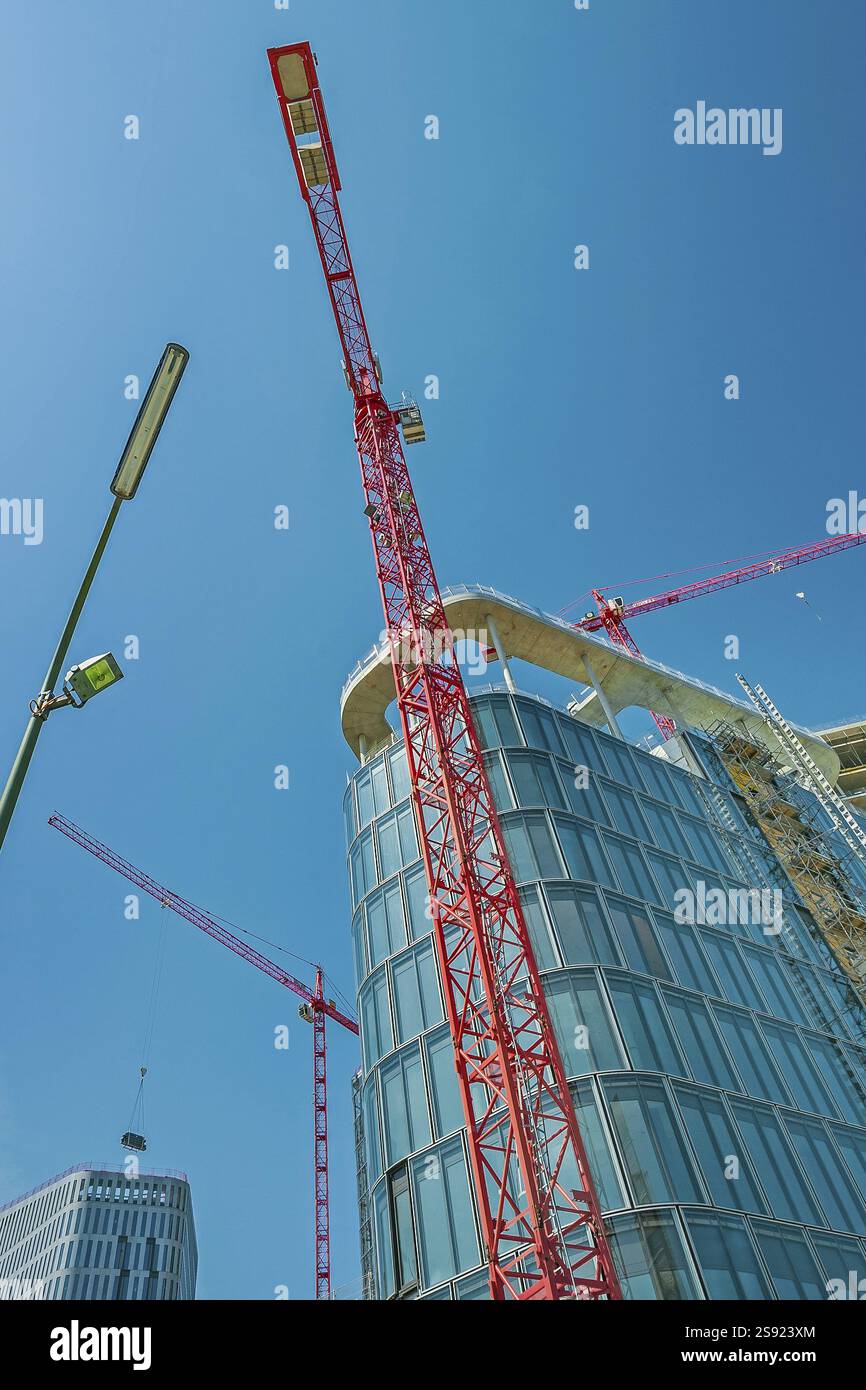 Bavaria Towers with cranes, Bogenhausen, Munich, Upper Bavaria, Bavaria ...