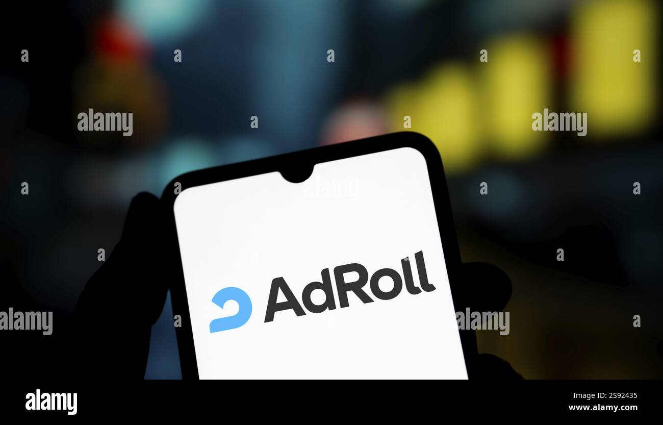 Dhaka, Bangladesh- 22 Jan 2025: adroll logo is displayed on smartphone. AdRoll is a marketing ...