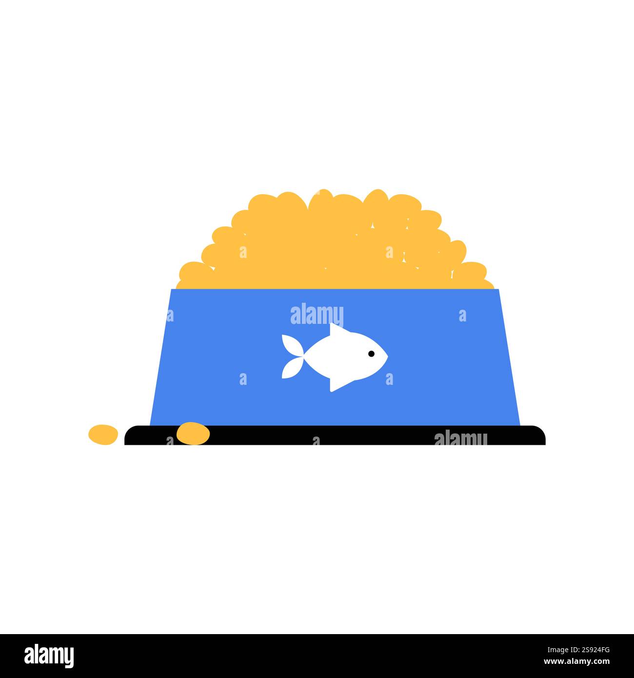 Cat Food Bowl With Kibble In Flat Vector Illustration Symbolizing Pet ...