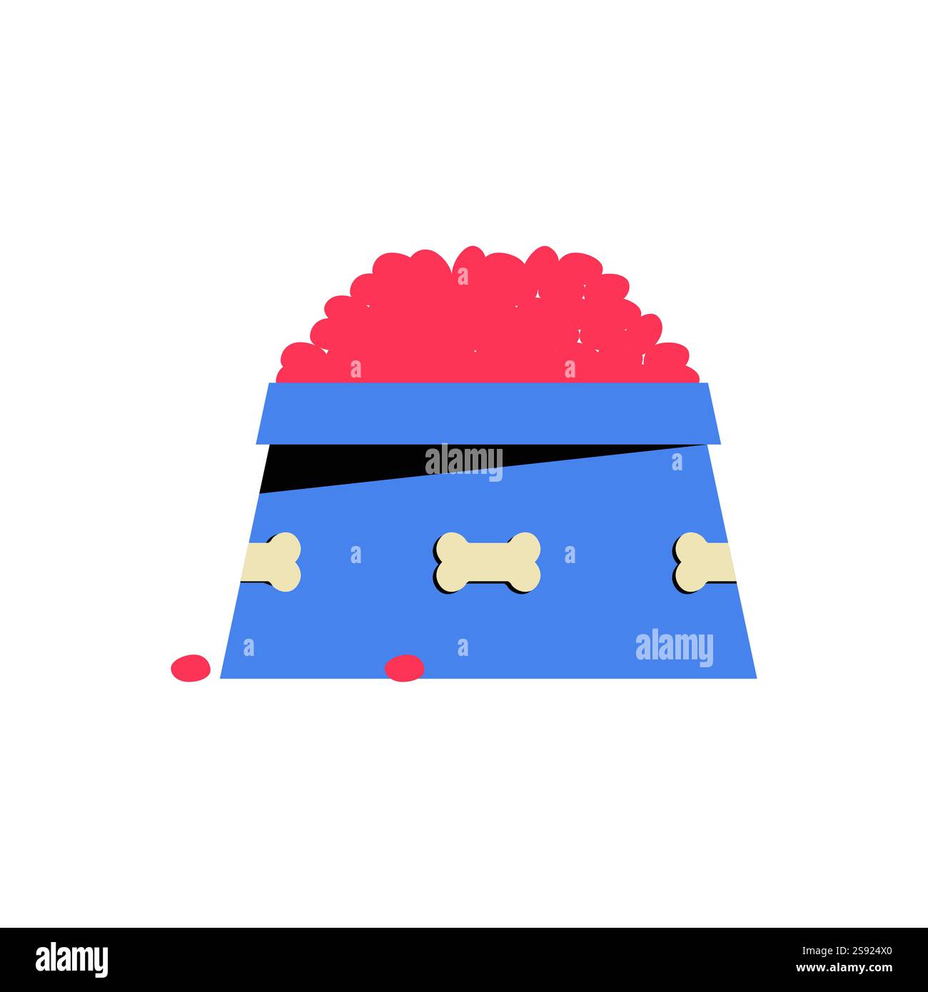 Bowl Of Dog Food With Bone Motifs In Flat Vector Illustration ...