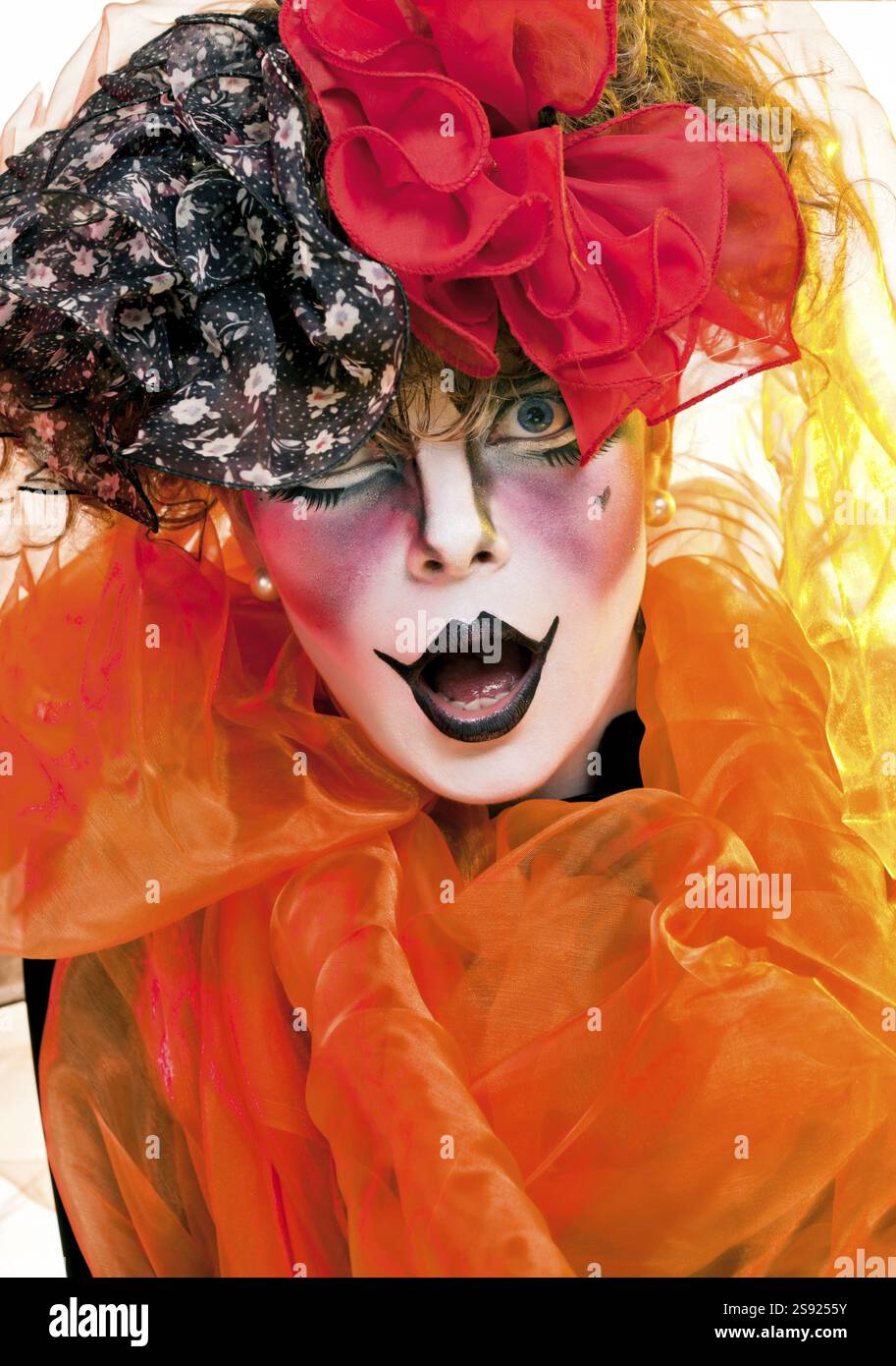 Pantomime with theatrical make-up. Studio recording Stock Photo - Alamy