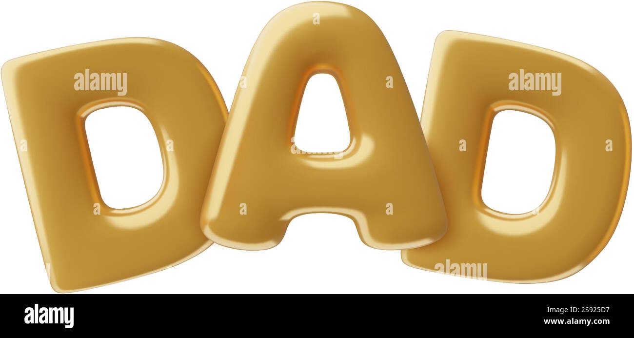 Gold Dad inflated balloon text in a 3d style for birthday or Fathers ...