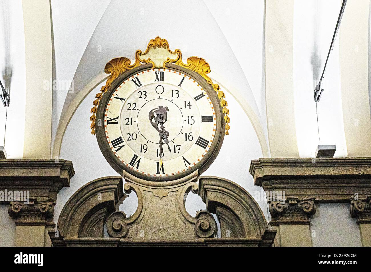 antique mechanical wall clock in an Italian interior Stock Photo - Alamy