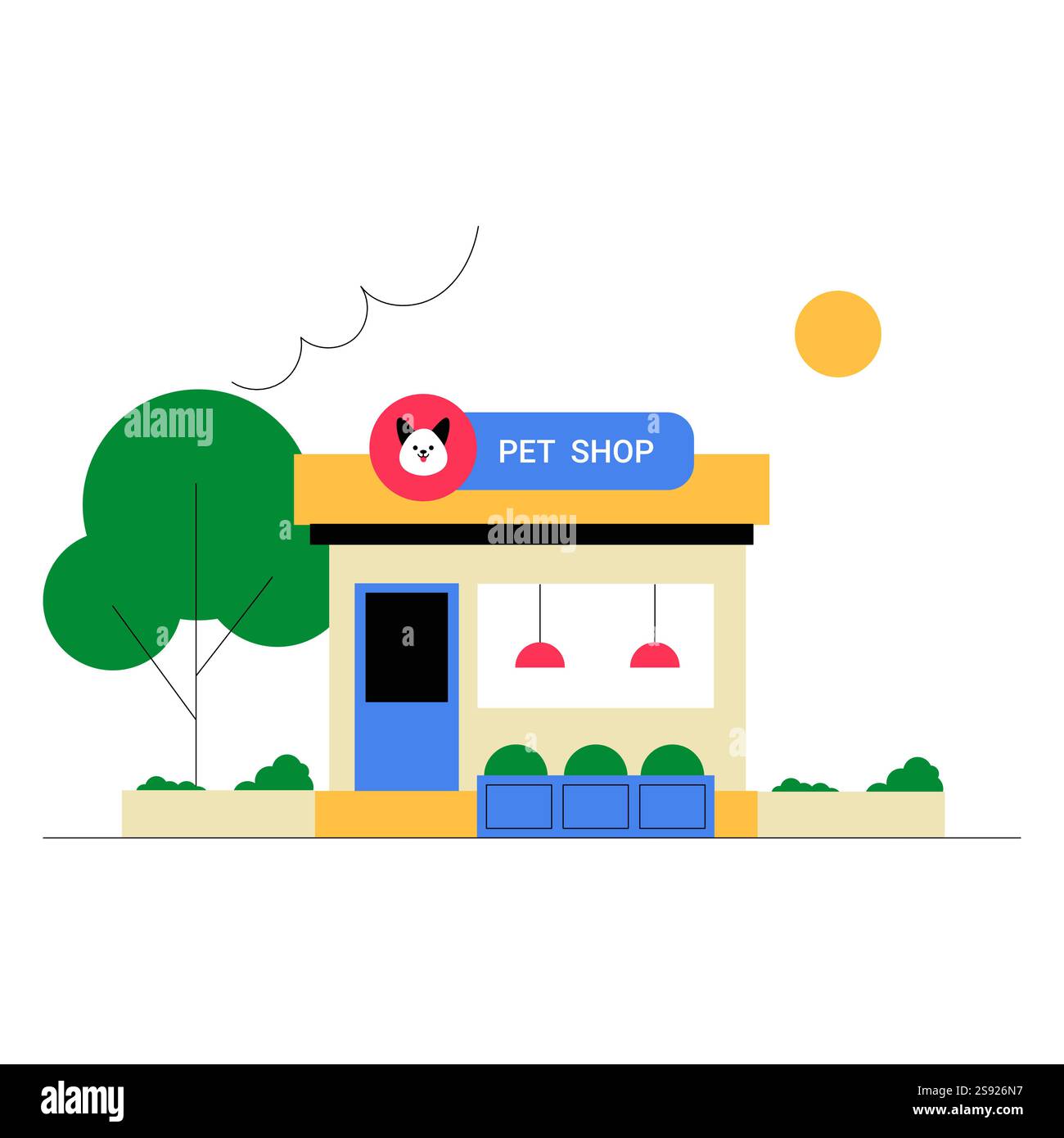 Pet Shop Exterior In Flat Vector Illustration Symbolizing Animal ...