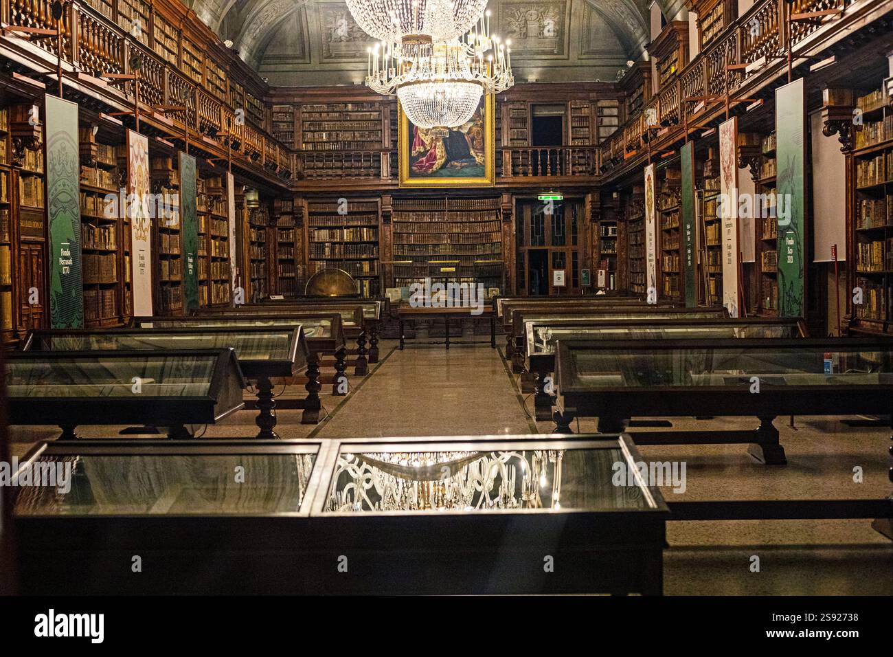 stylish interior of an old library in Italy. Traveling around Europe ...