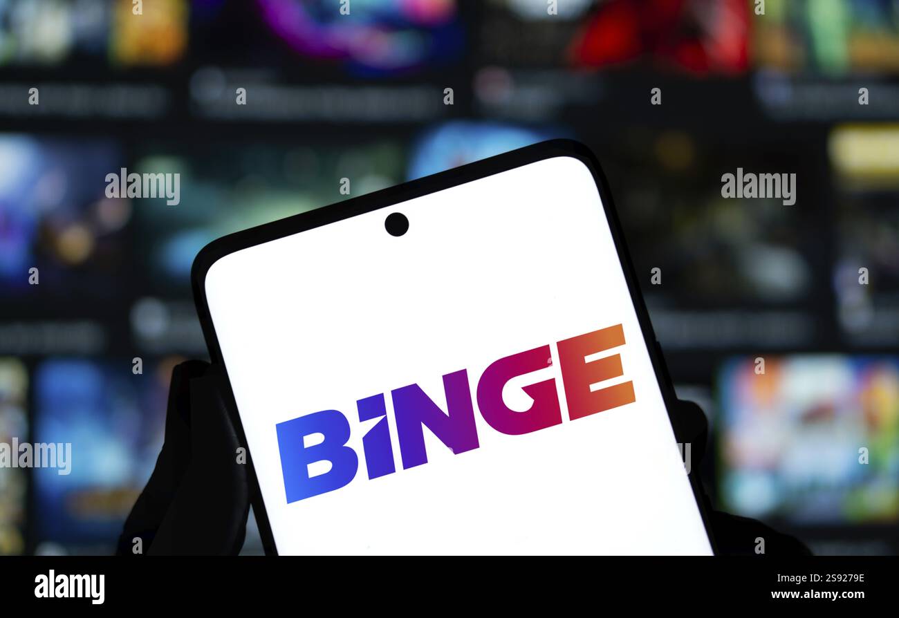 Dhaka, Bangladesh- 20 Jan 2025: Binge logo is displayed on smartphone ...