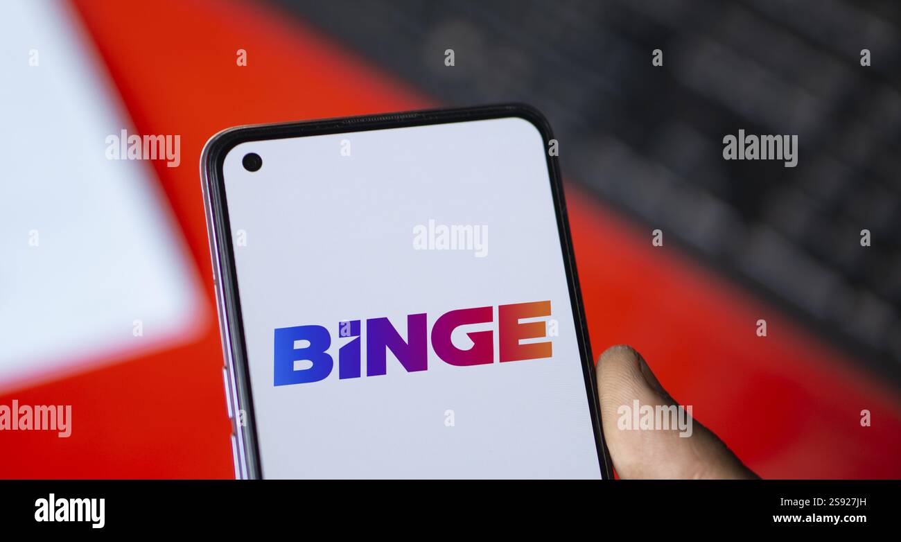 Dhaka, Bangladesh- 20 Jan 2025: Binge logo is displayed on smartphone ...
