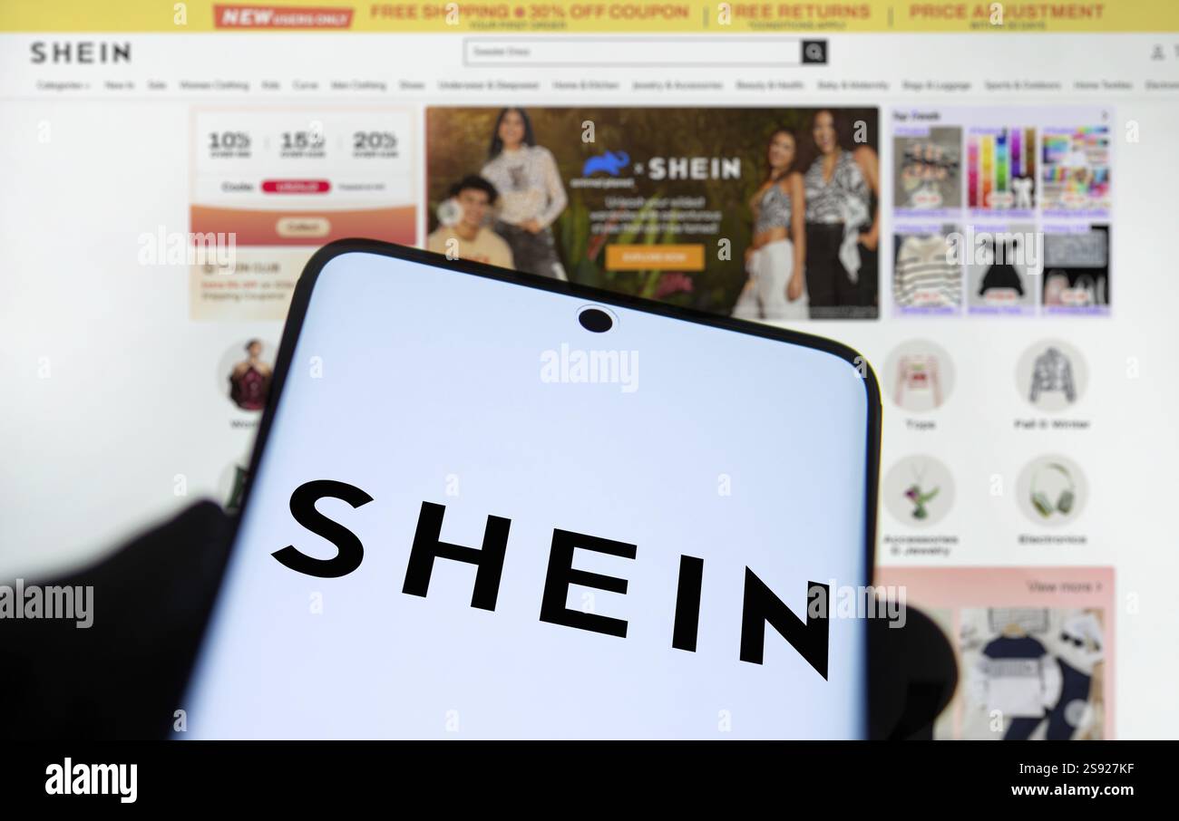 Dhaka, bangladesh- 26 Nov 2024: Shein logo is displayed on smartphone ...