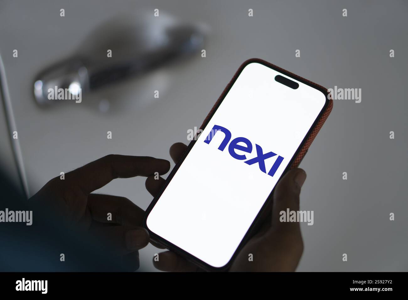 Dhaka, Bangladesh- 28 Nov 2024: Nexi logo is displayed on smartphone ...