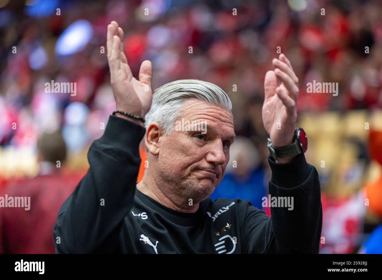 Herning, Denmark. 23rd, January 2025. Head coach Nikolaj Jacobsen of ...