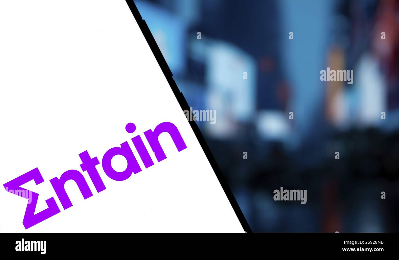 Dhaka, Bangladesh- 28 Nov 2024: Entain logo is displayed on smartphone ...