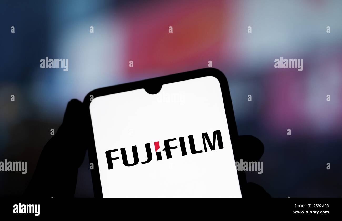 Dhaka, Bangladesh- 20 jan 2025: Fujifilm logo is displyed on smartphone ...