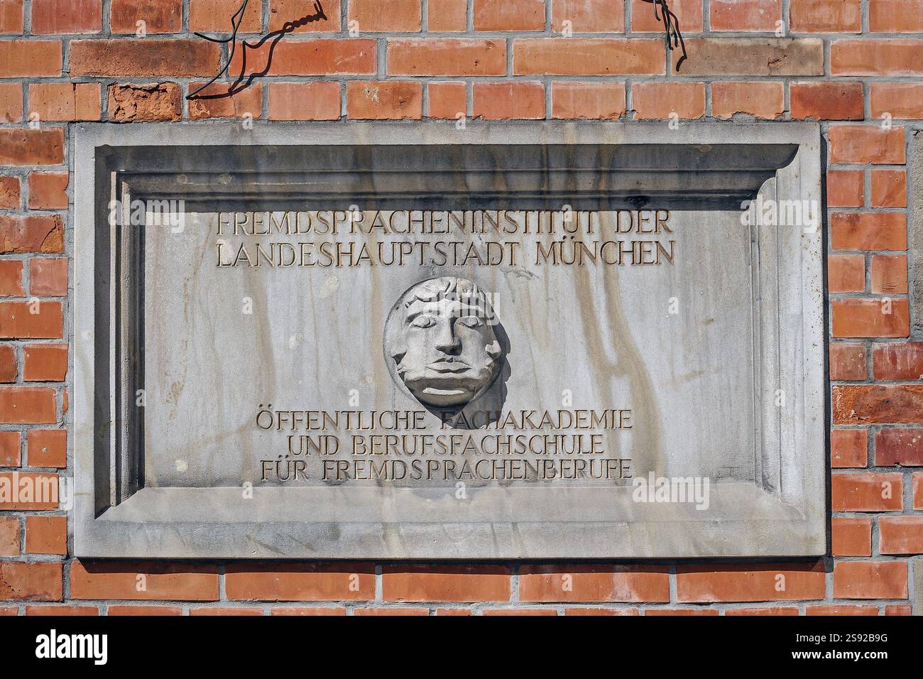 Information sign with Janus head, Foreign Language Institute of the ...