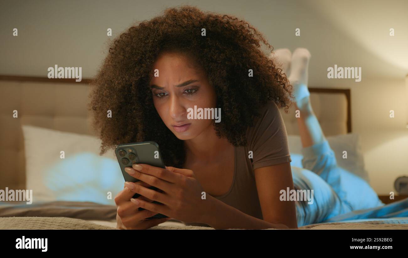Upset shocked sad African American girl lady disappointed ethnic woman ...
