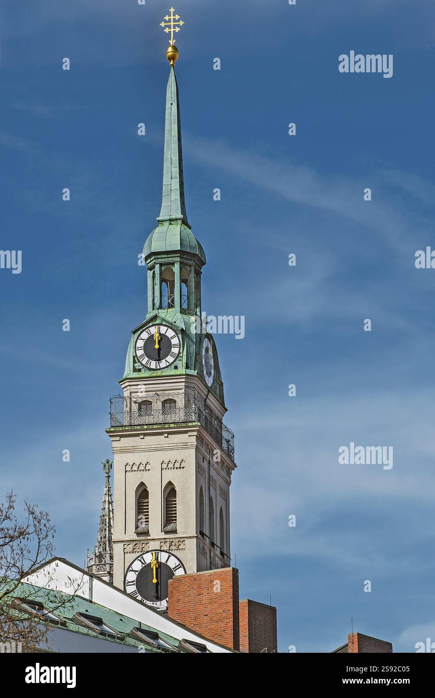 Tower with tower clock, St Peter's Church, tower is popularly known as ...