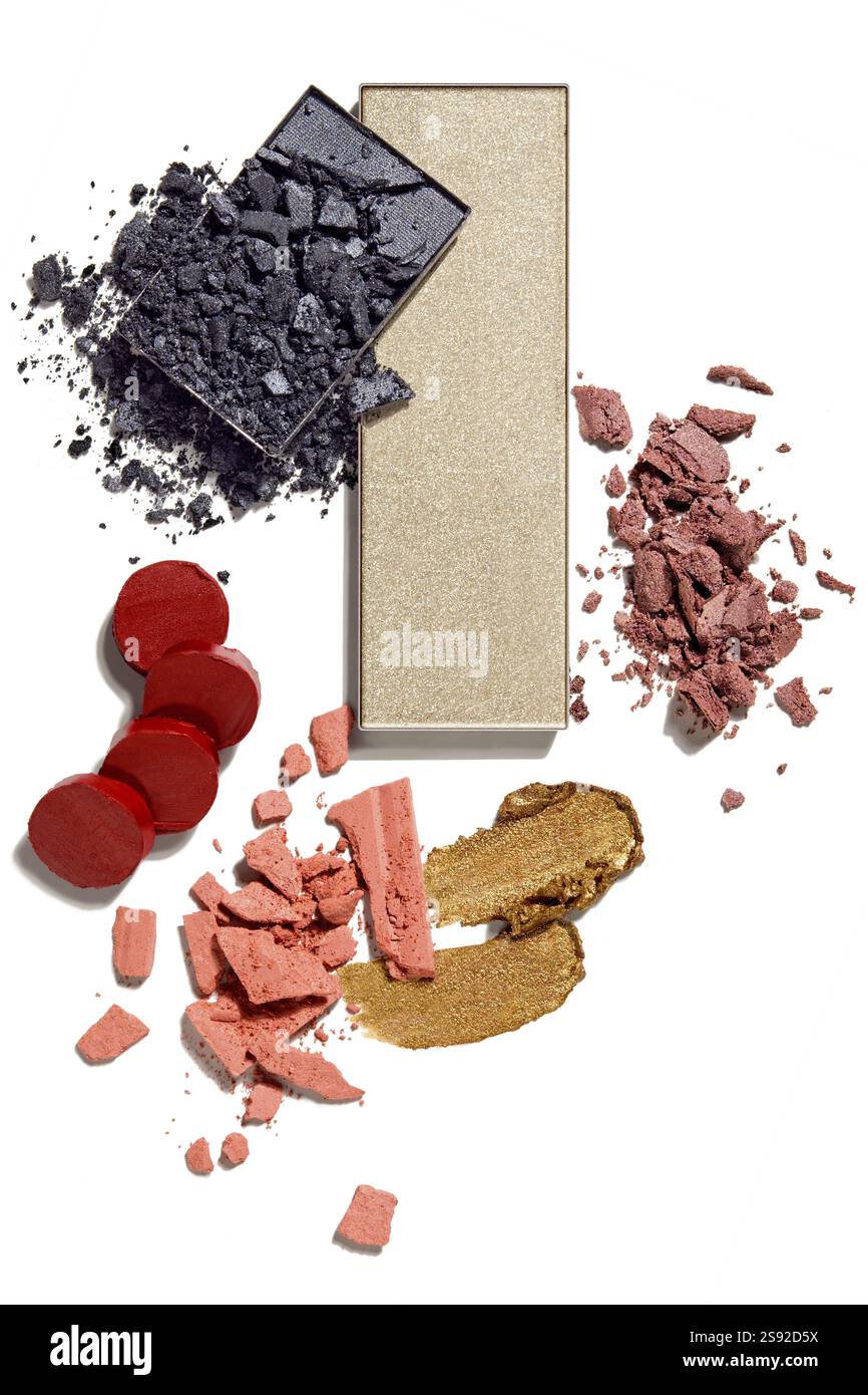 Creative concept photo of cosmetics swatches beauty products lipstick ...